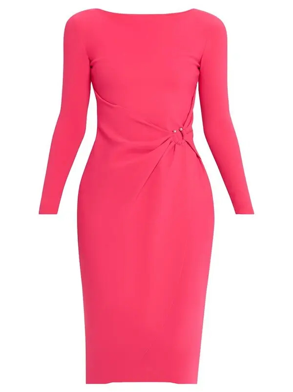 Chiara Boni La Petite Robe Gathered Bateau-neck Midi Sheath Dress - Lampone