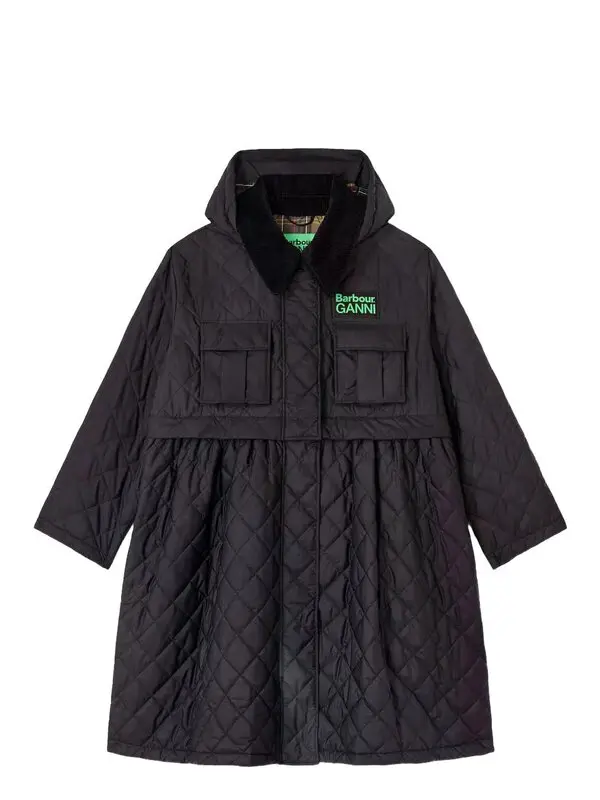 GANNI X Barbour Quilted Coat - Black