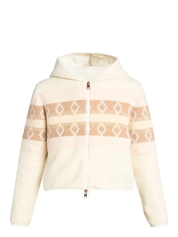 Moncler Reversible Hooded Argyle Zip Cardigan - Natural