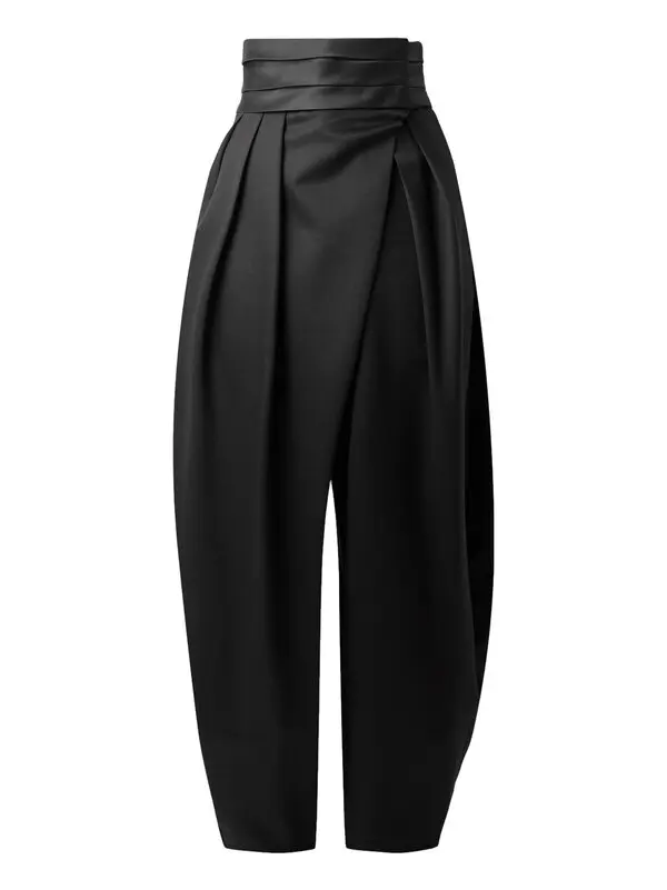 Alaïa Grain De Poudre Wool-blend Barrel-leg Pants - Black