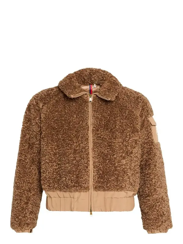 Moncler Coligny Teddy Short Down Jacket - Brown