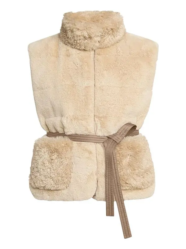 Moncler Joui Quilted Faux Fur Vest - Ivory