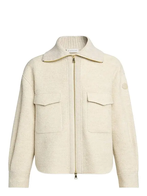 Moncler Wool Blend Knit Trim Shirt Jacket - Miscellane