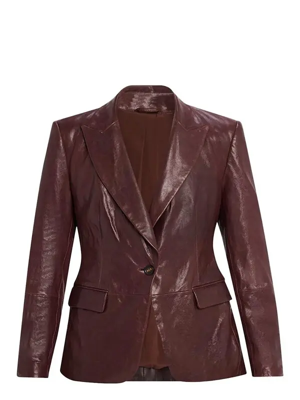 Brunello Cucinelli Leather Blazer - C4193 Bordeaux