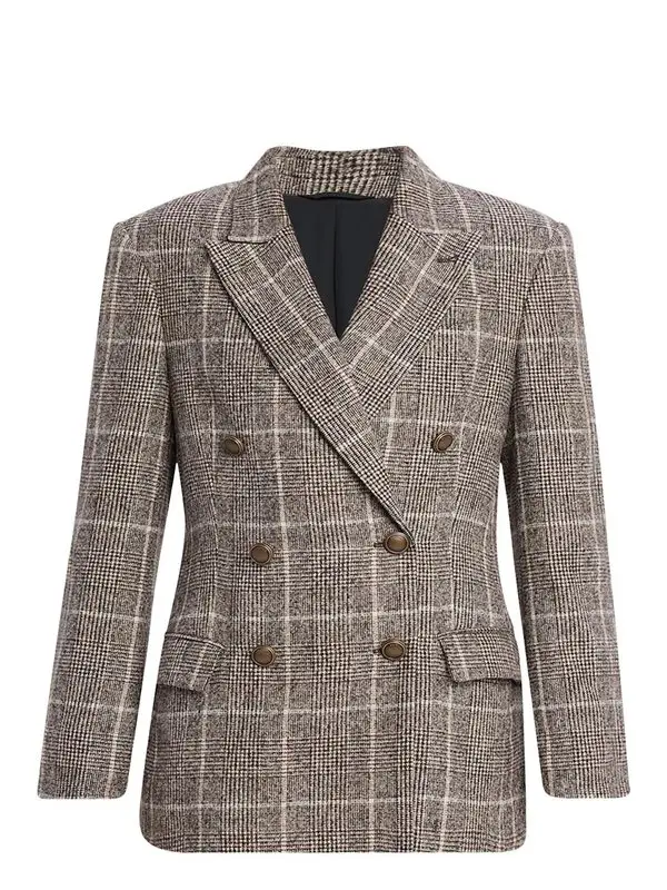 Brunello Cucinelli Windowpane Double-breasted Jacket - C011 Brown