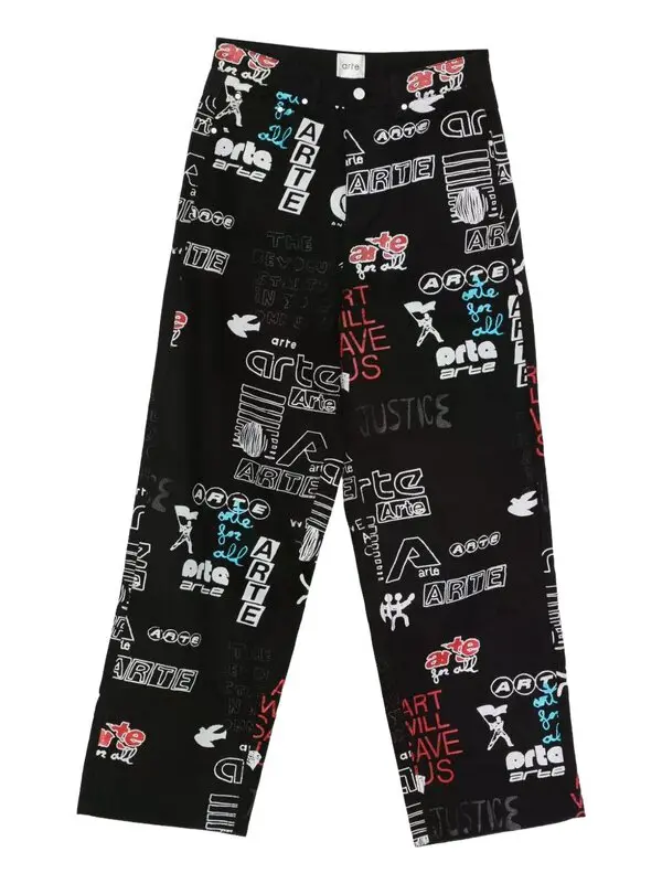 ARTE ANTWERP Graphic-print Jeans - Black