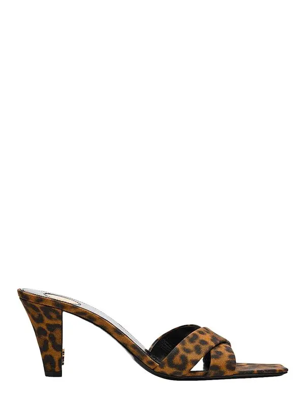 Saint Laurent Jill Crisscross Mule Sandals - Leopard