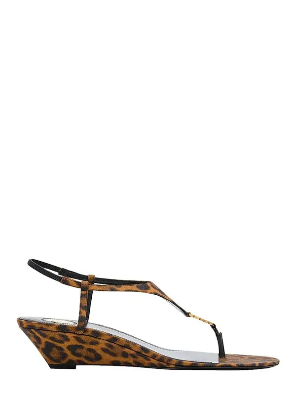 Saint Laurent Cassandra Wedge Sandals - Leopard