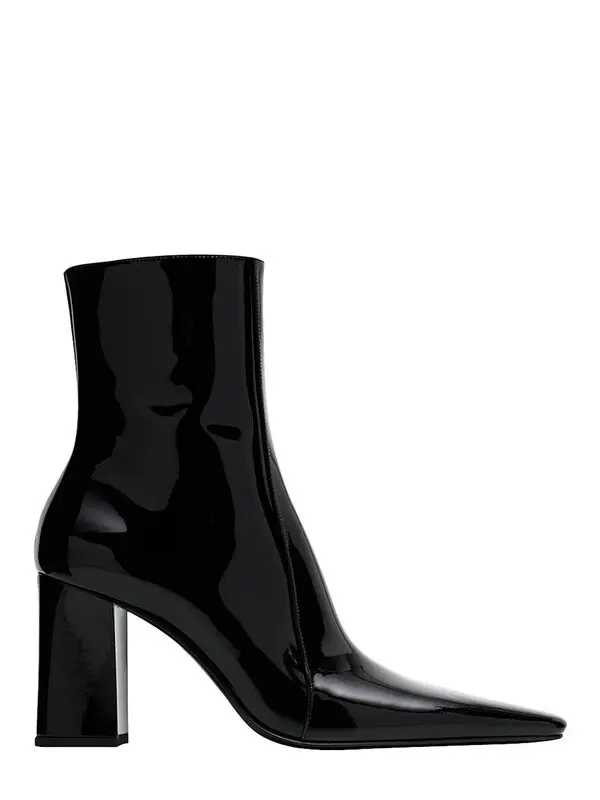 Saint Laurent Rainer Patent Leather Booties - Noir