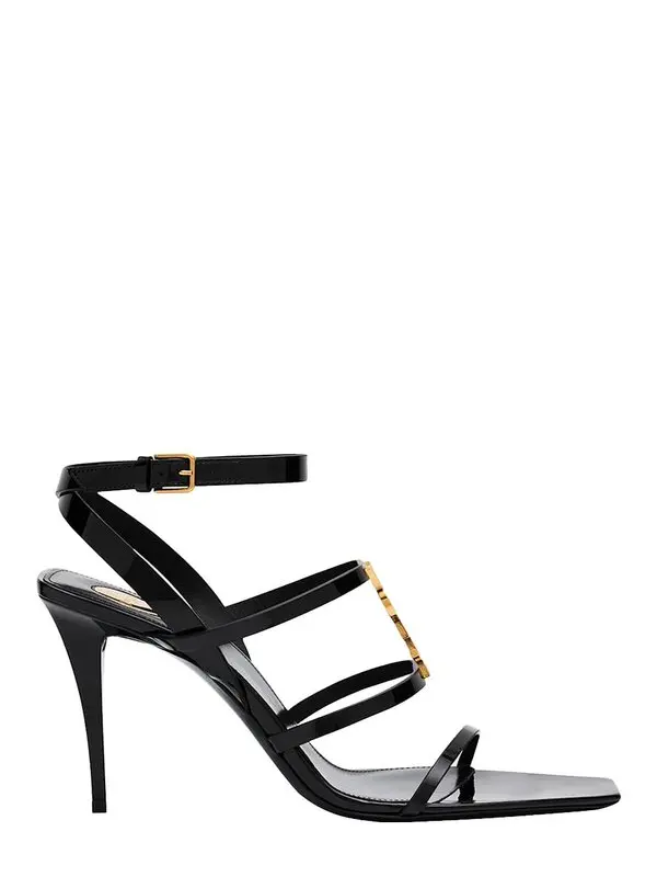 Saint Laurent Cassandra Medallion Stiletto Sandals - Noir