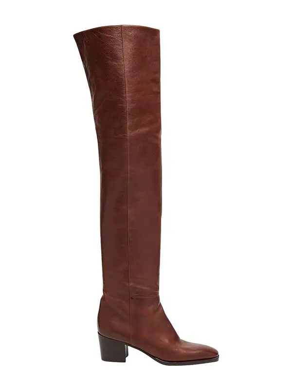 Saint Laurent Odeon Leather Over-the-knee Boots - Deep Nut