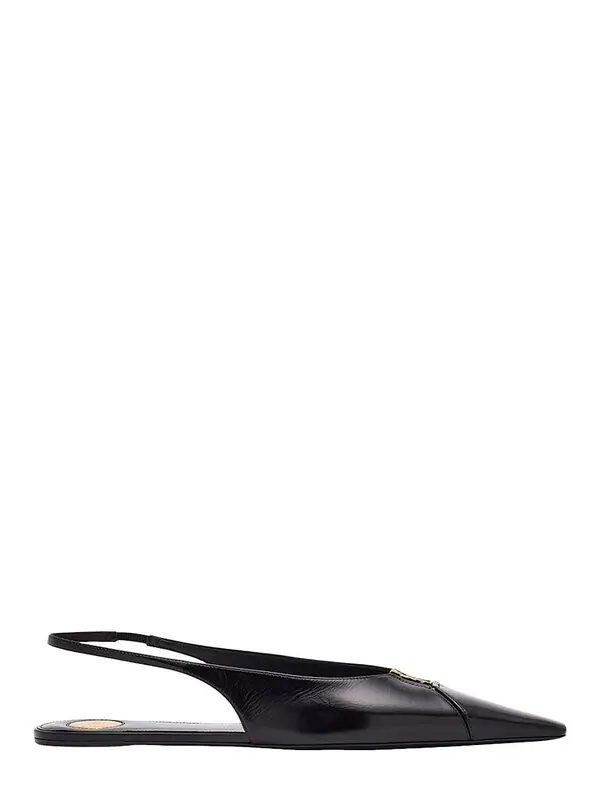 Saint Laurent Babylone Leather Slingback Ballerina Flats - Noir