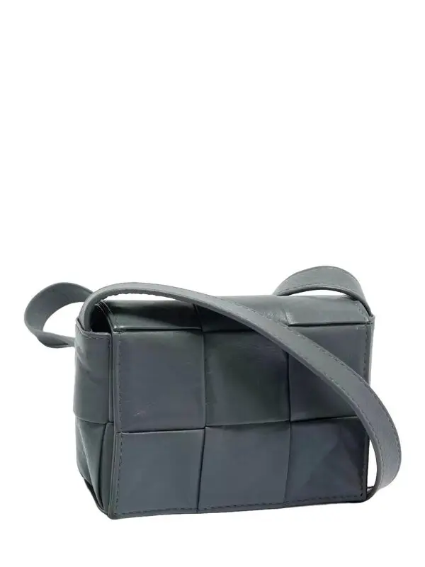 Bottega Veneta Cassette Intrecciato Leather Crossbody Bag - Grey