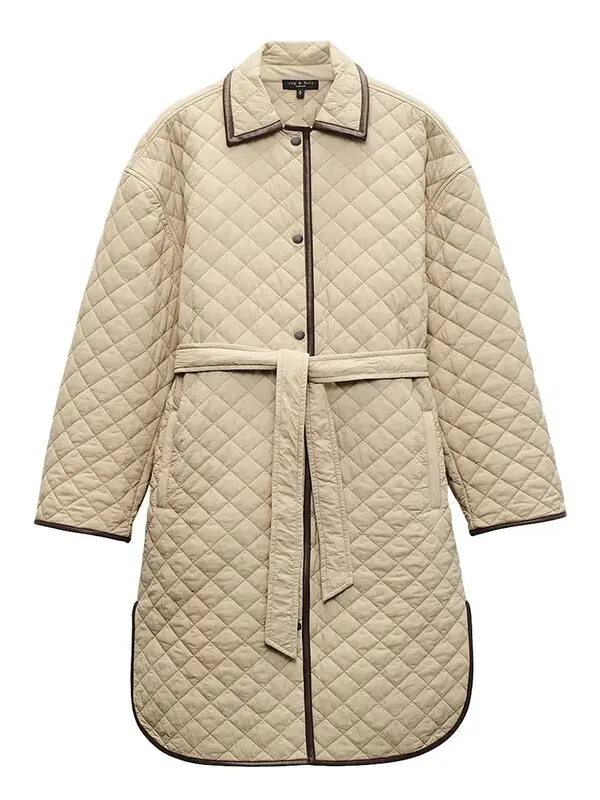Rag & Bone Kelly Long Quilted Jacket - Tan