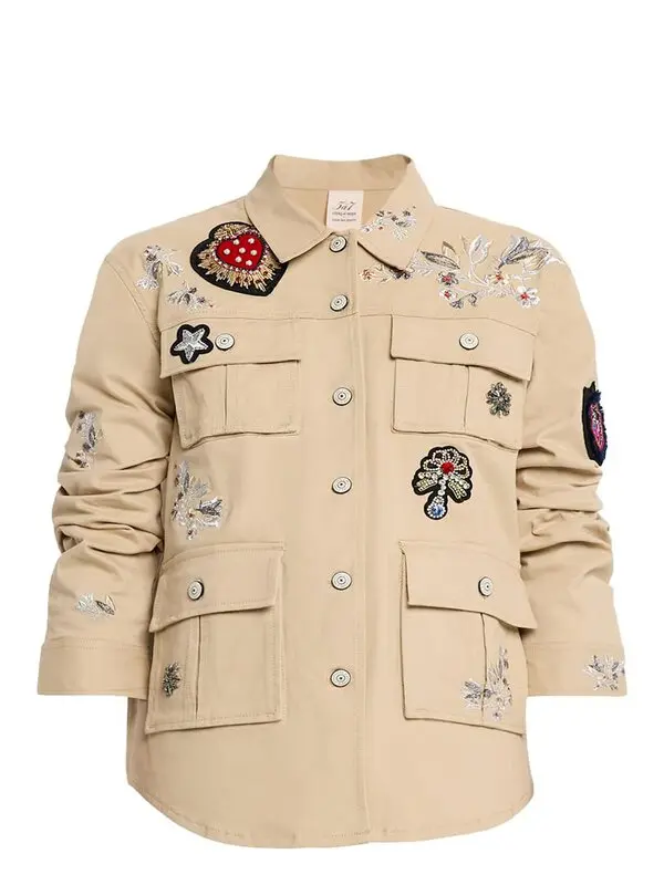 Cinq À Sept Embroidered Patch Vera Jacket - Khaki/mult