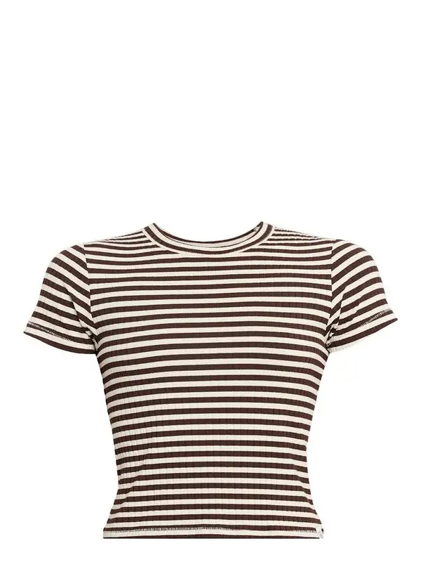 Rag & Bone Luca Stripe Rib-knit Top - Ivbrm