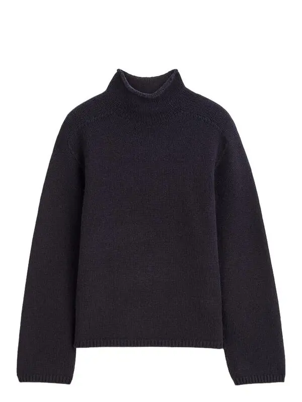 Cos Cashmere Mock-neck Sweater - Navy