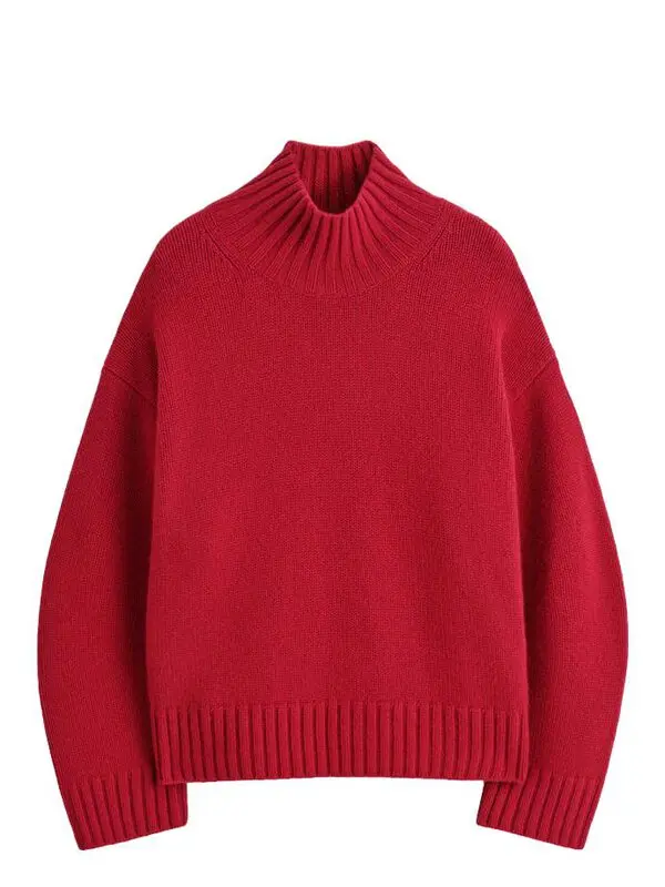 Cos Cashmere Mock-neck Jumper - Red