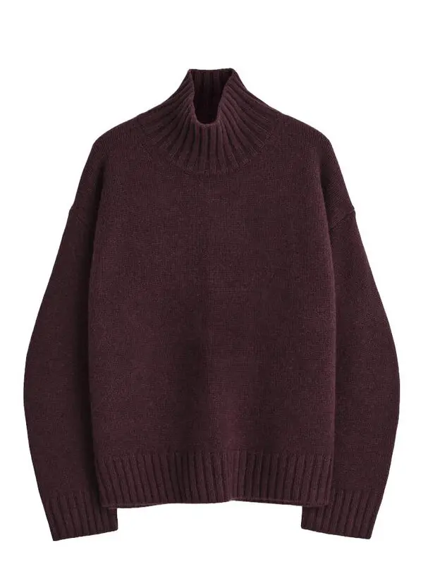 Cos Cashmere Mock-neck Sweater With Ribbed Trims - Red