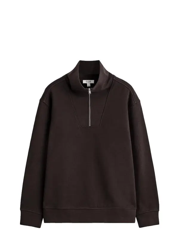 Cos Relaxed Fit Mock-neck Zip-up Sweatshirt - Brown