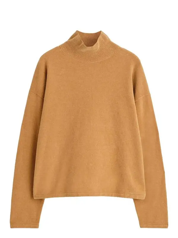 Cos Chenille Mock-neck Sweater - Beige