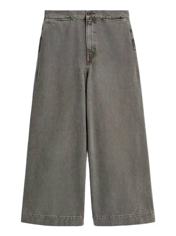 Cos Cropped Wide-leg Denim Trousers - Brown