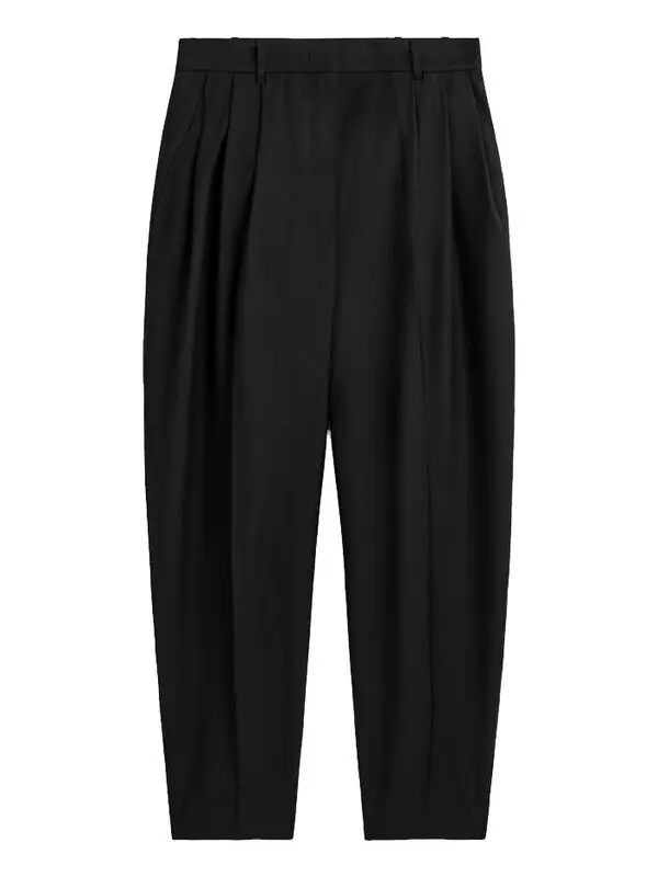 Cos Pleated Wool-blend Tulip Pants - Black