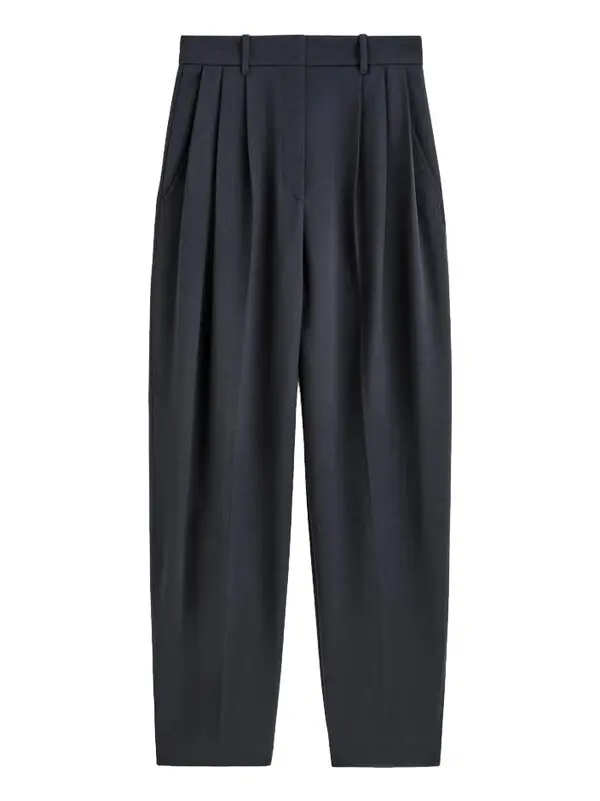 Cos Pleated Wool-blend Tulip Pants - Navy