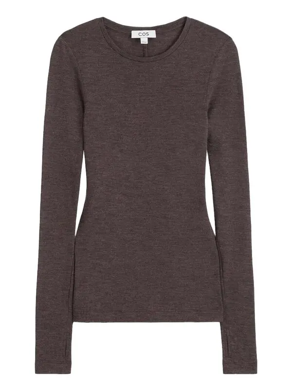Cos Merino Wool Long Sleeve Top - Brown