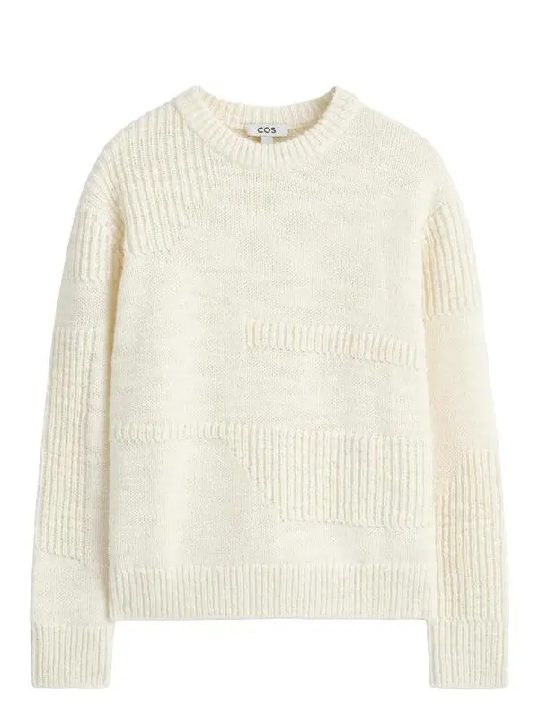 Cos Ladder-stitch Wool Sweater - White