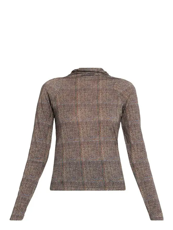 Rag & Bone Plaid Turtleneck Top - Brwmt