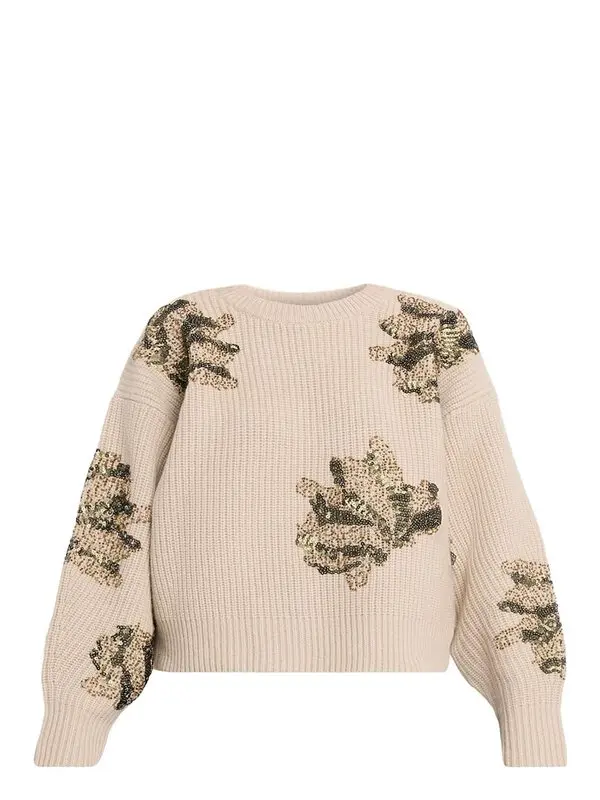 Rag & Bone Julie Sequined Wool Sweater - Beige