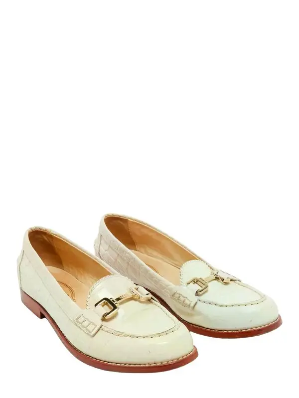 TOD'S Embossed-leather Loafers - Neutrals