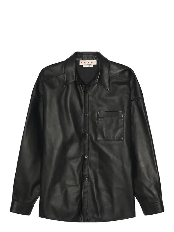 Marni Leather Shirt Iris - Black