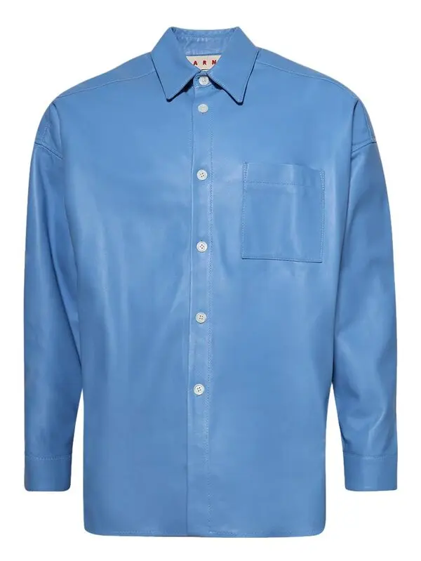 Marni Leather Shirt Iris - Blue