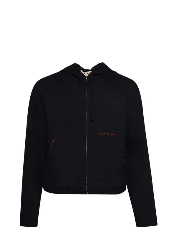 Marni Zip-up Virgin Wool Hoodie - Blue