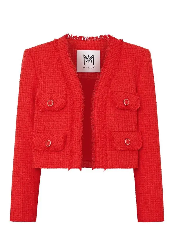 MILLY Serena Boucle Jacket - Red