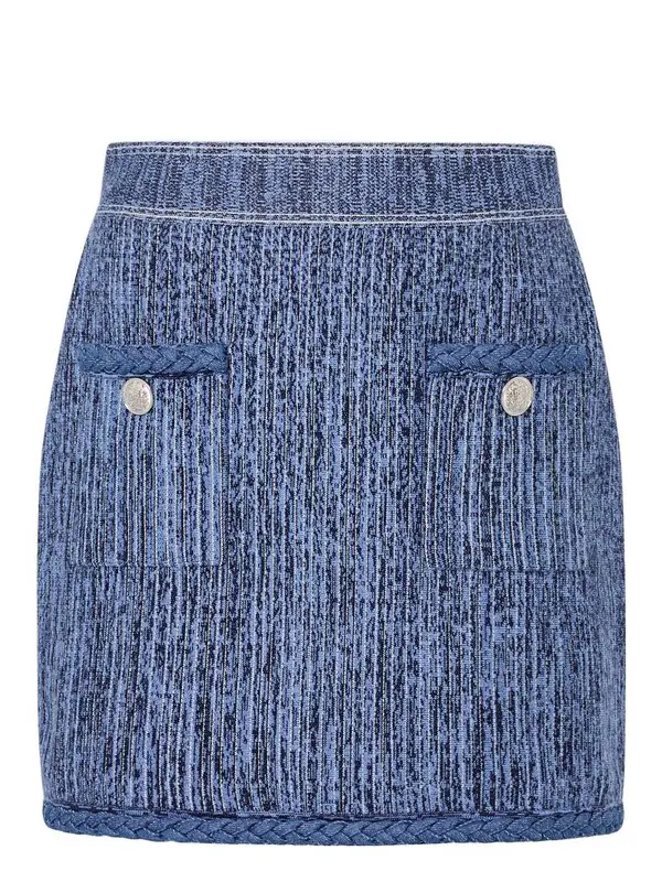 MILLY Soleil Pinstripe Knit Skirt - Blue
