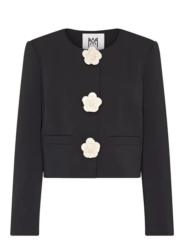 MILLY Selena Applique Cropped Jacket - Black