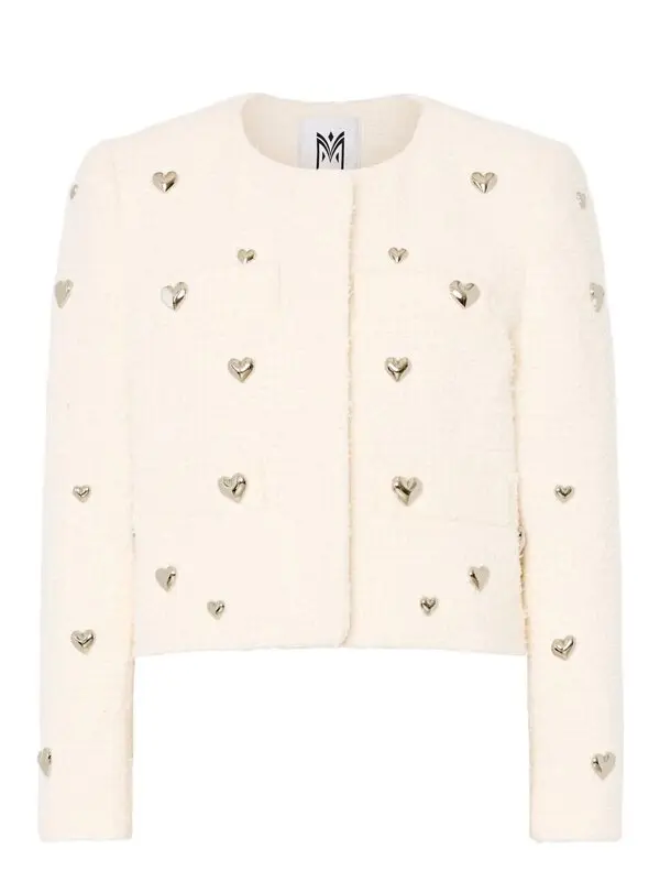 MILLY Phoebe Heart Applique Jacket - White