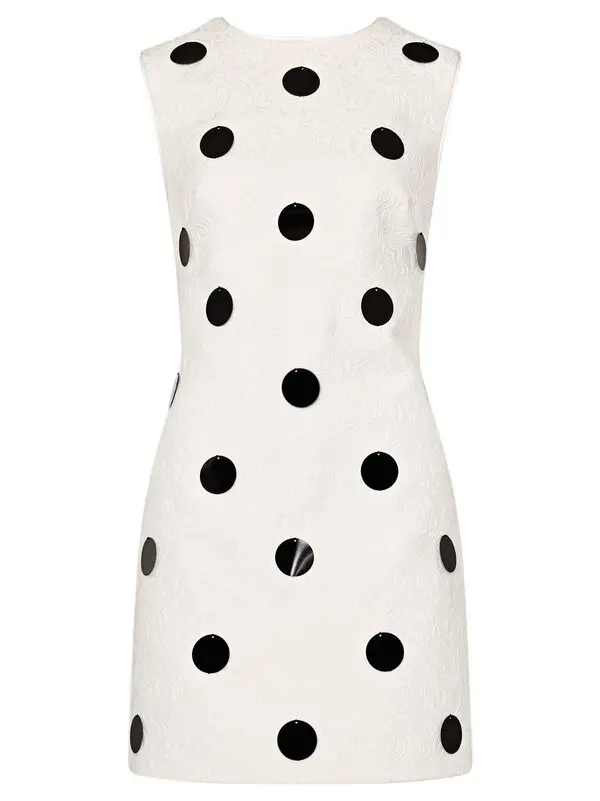 MILLY Ivette Polka Dot Paillette Mini Dress - White/black