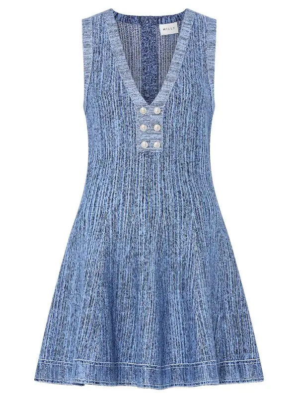 MILLY Shelby Pinstripe Knit Mini Dress - Blue