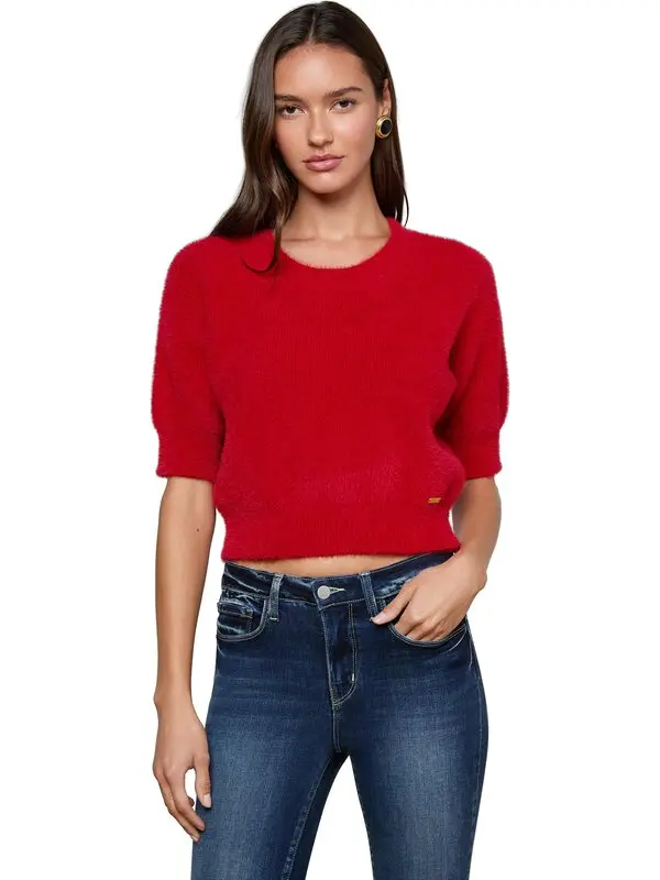 L'Agence Guinevere Cropped Pullover - Chili Pepper