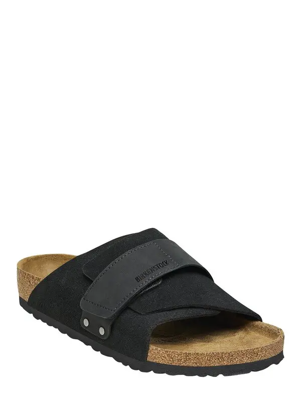 BIRKENSTOCK Kyoto Nubuck-suede Leather Slides - Black