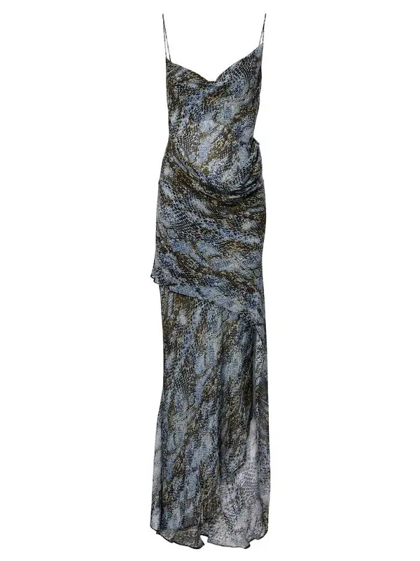 Christopher Esber Snake-print Draped Maxi Dress - Multicoloured