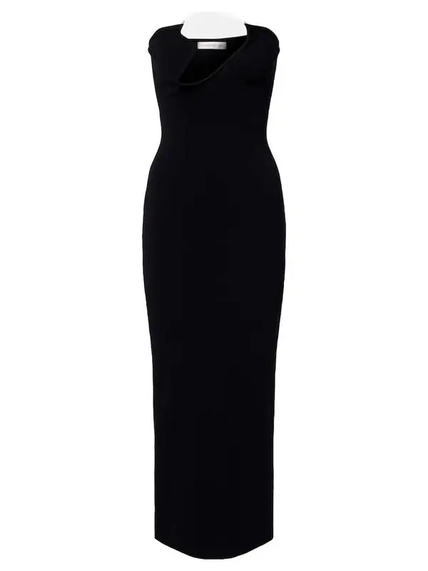 Christopher Esber Odessa Embellished Ribbed-knit Midi Dress - Black