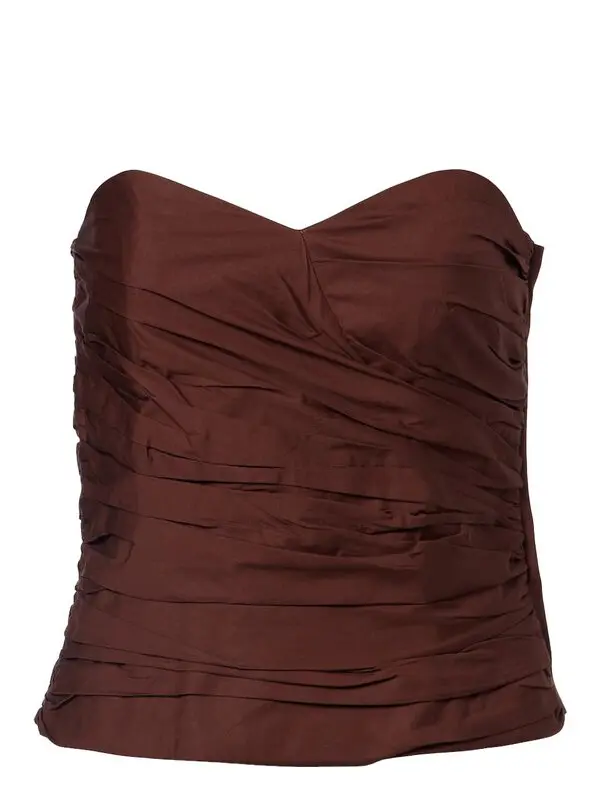 ADRIANA DEGREAS Opulence Draped Cotton Corset - Brown
