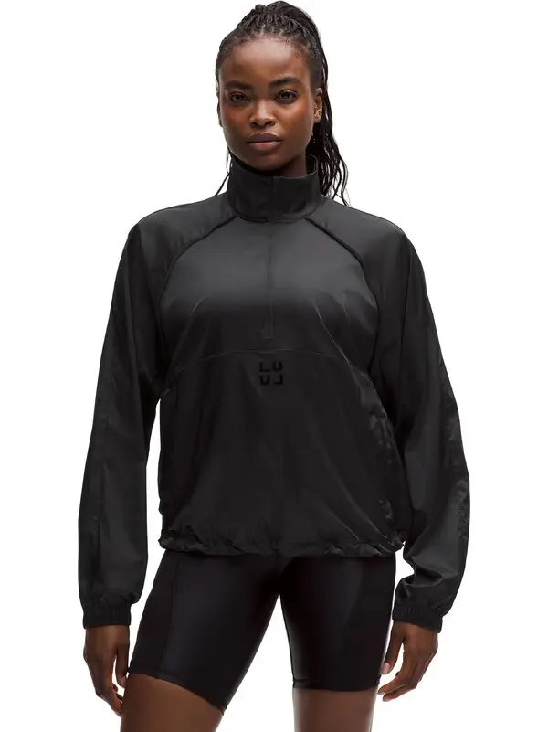 Lululemon Stretch-satin Flocked Training Track Jacket - Black/black