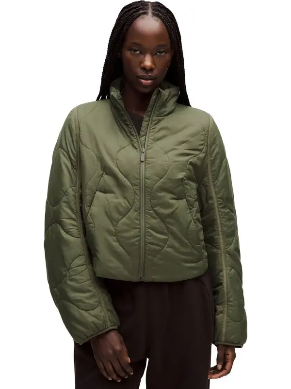 Lululemon Quilted Light Insulation Cropped Jacket - Medium Olive