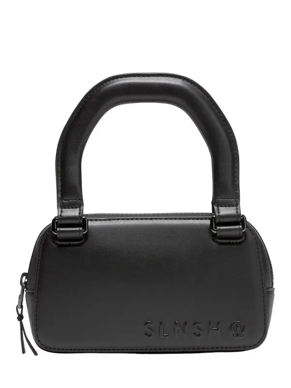 Lululemon Leather Alternative Top-handle Mini Belt Bag - Black/true Tangerine